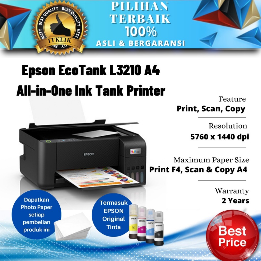 Jual EPSON Printer L3210 All In One - Print, Scan, Copy (Pengganti L3110) | Shopee Indonesia
