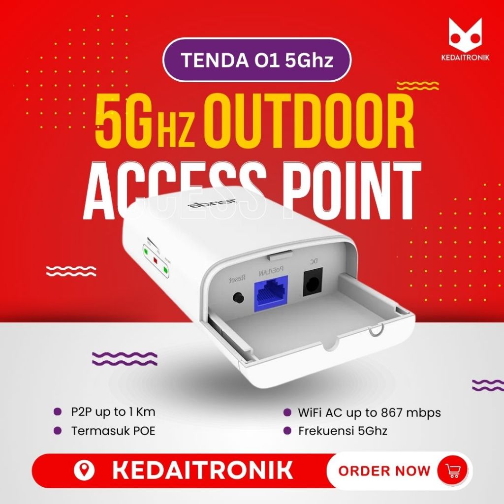 Jual Access Point Outdoor Tenda O1-5G CPE PtP P2MP AP O1 1Km 5Ghz ...