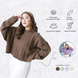 Jual Sweater Crop Rajut Korean Style Atasan Wanita Knit Premium Tebal Polos - najahstore ...