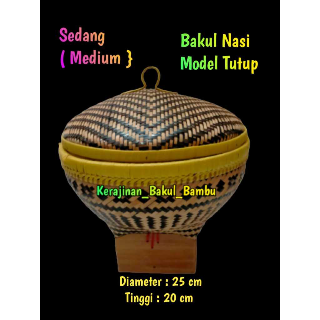 Jual Bakul bambu model tutup Ukuran SEDANG atau MEDIUM bakul mewah atau ...