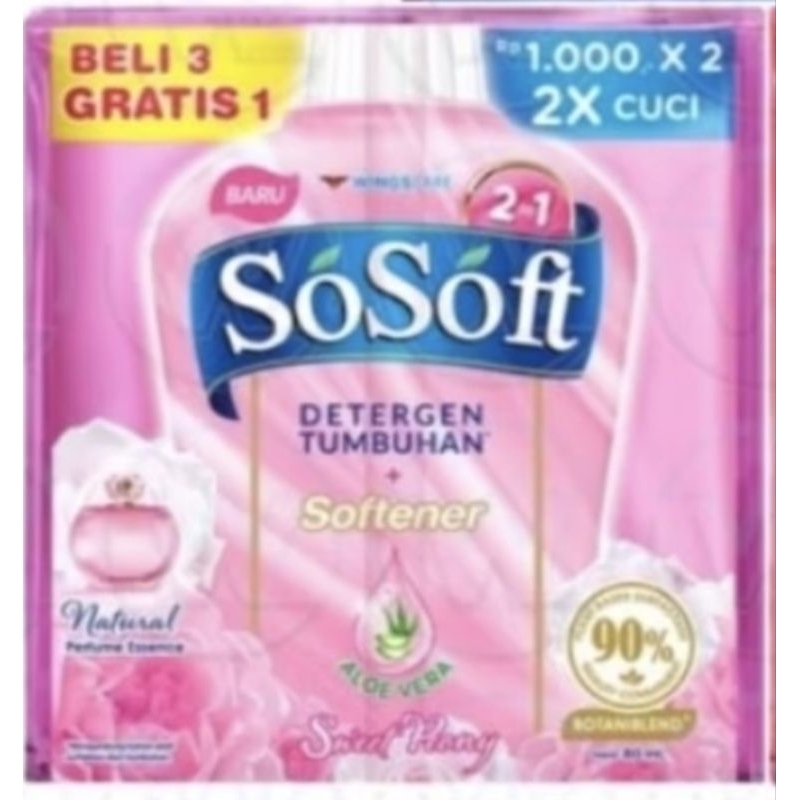 Jual Paket Beli 3 Gratis 1 SoSoft 2 IN 1 Detergen Tumbuhan + Softener ...