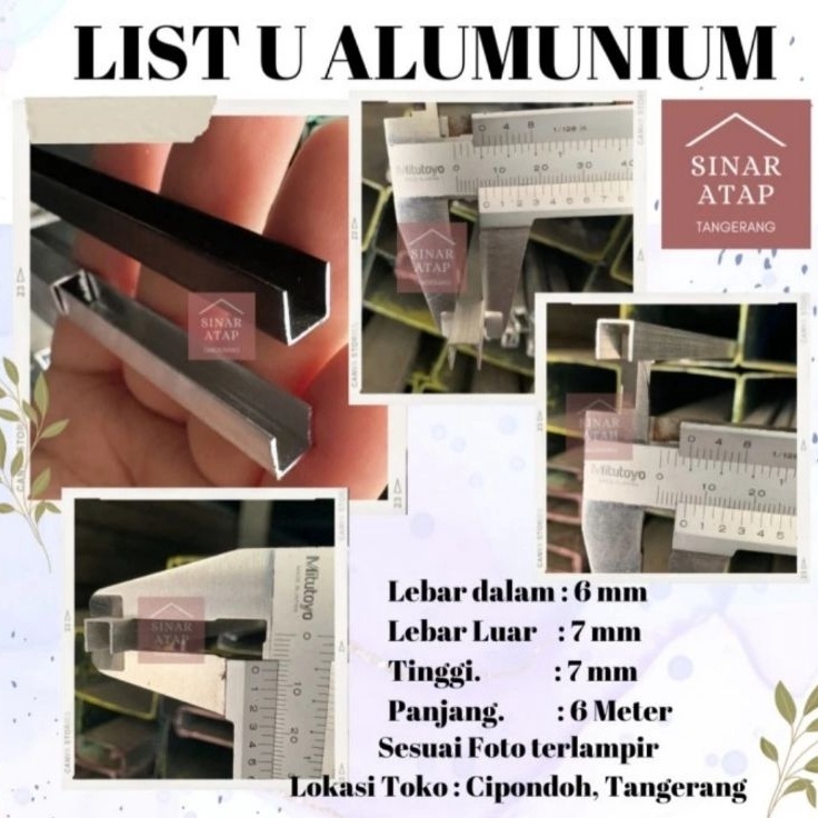 Jual Pilihan List U Alumunium Ukuran 5mm Panjang 6 Meter | Shopee Indonesia