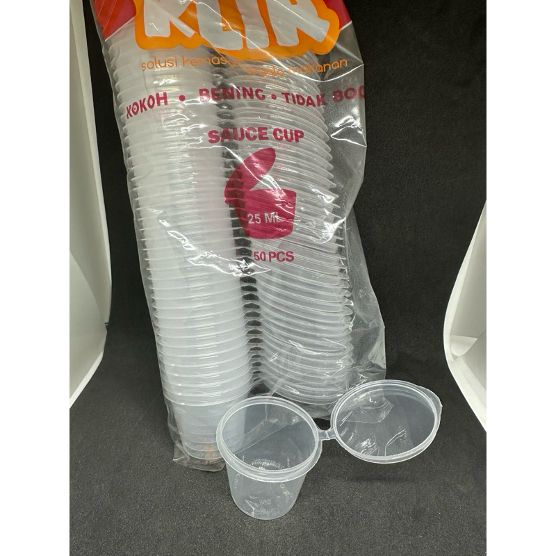 Jual (1 pack isi 50 pcs) Cup Saus klip KLIR 25ml /wadah plastik saus ...