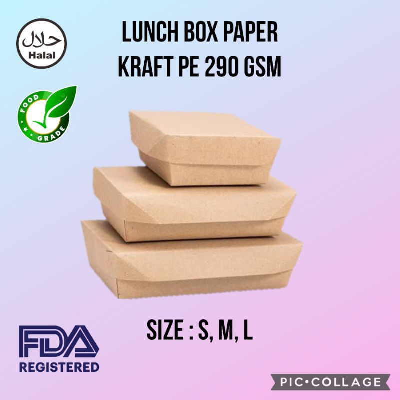Jual Promo!! 50pcs Paper Lunch Box size S M L | Shopee Indonesia