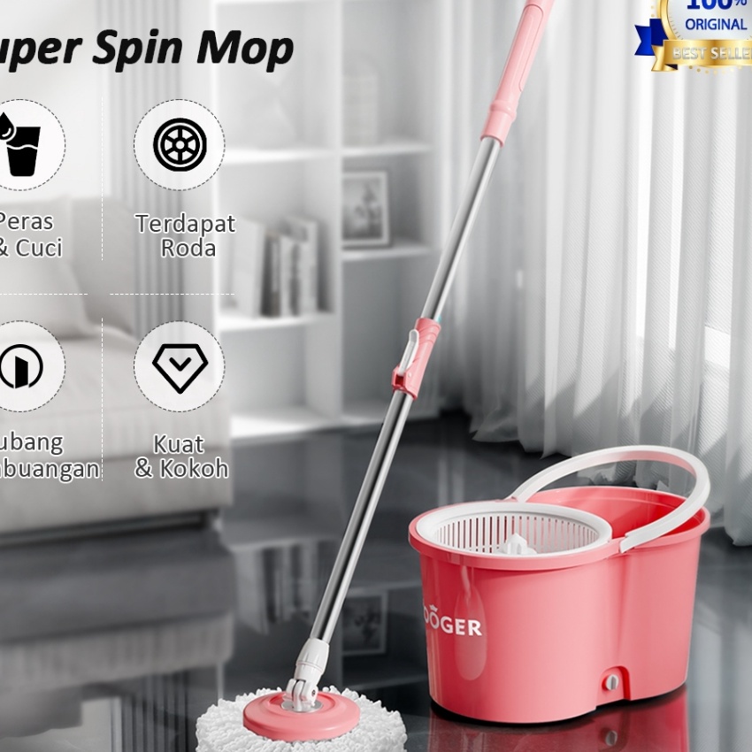 Jual Wah COOGER Alat Pel Putar Lantai Ember Spin Mop Pel Putar Otomatis ...