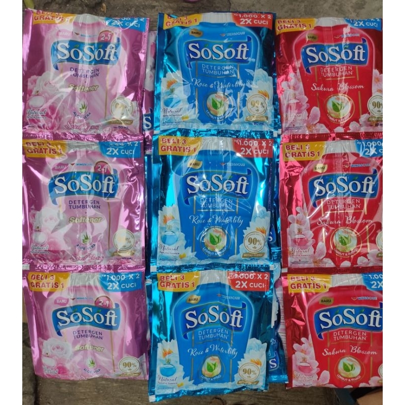 Jual So Soft Detergen Cair Renceng isi 16 Saset | Shopee Indonesia