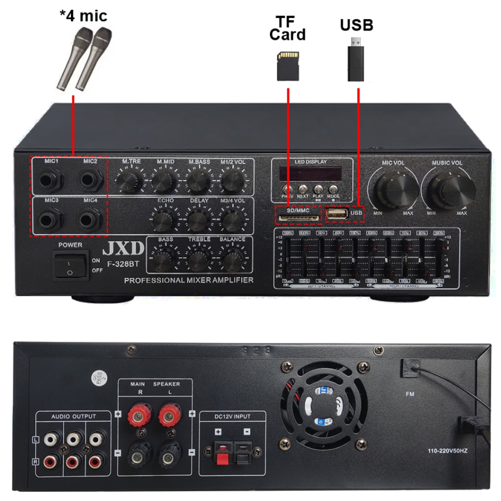 Jual Amplifier Garansi 1 tahun Bluetooth EQ Audio Home Theater karaoke ...