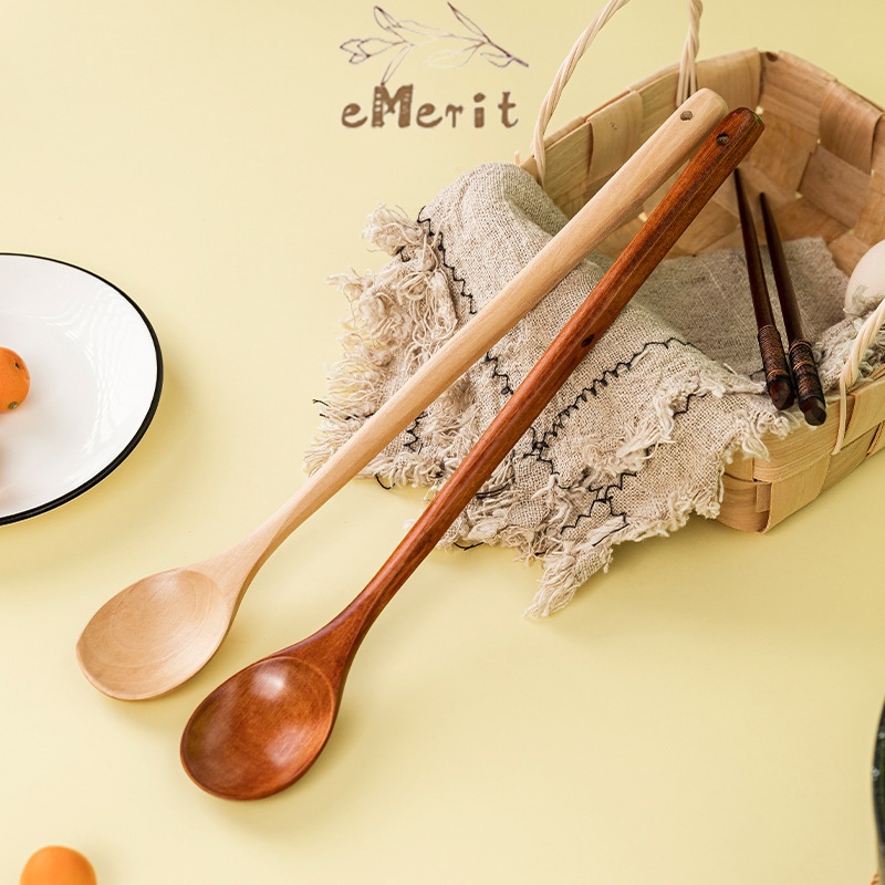 Jual Sendok kayu panjang / Long handle wooden mixing spoon / Sendok ...
