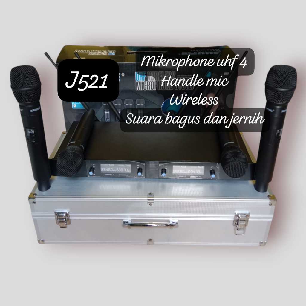 Jual J521 MICROPHONE UHF 4 CHANEL 4IN1 PEGANG HANDLE MIC MIK MIX LEGENDARIS PERFOMANCE WIRELESS ...