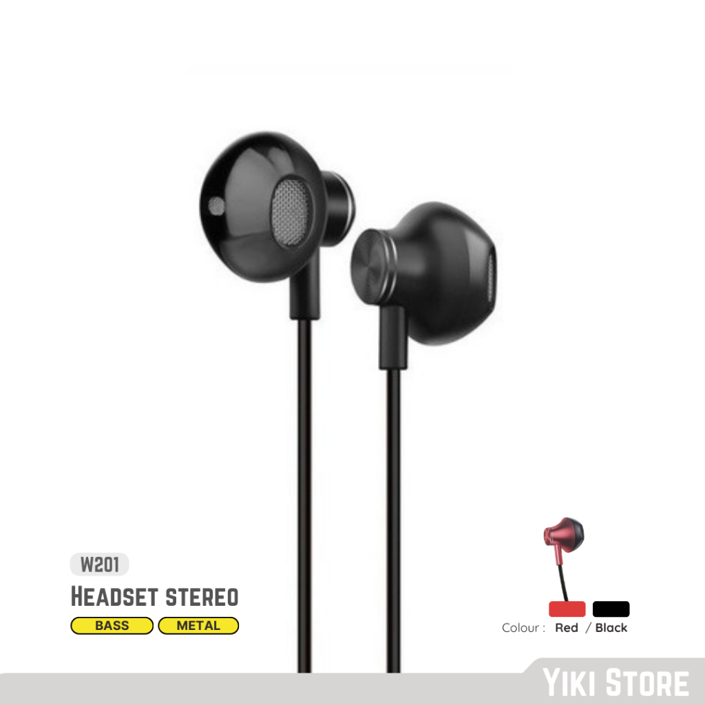 Jual WO+ Headset W201/W202/W203 SuperBass Earphone Handsfree Stereo ...