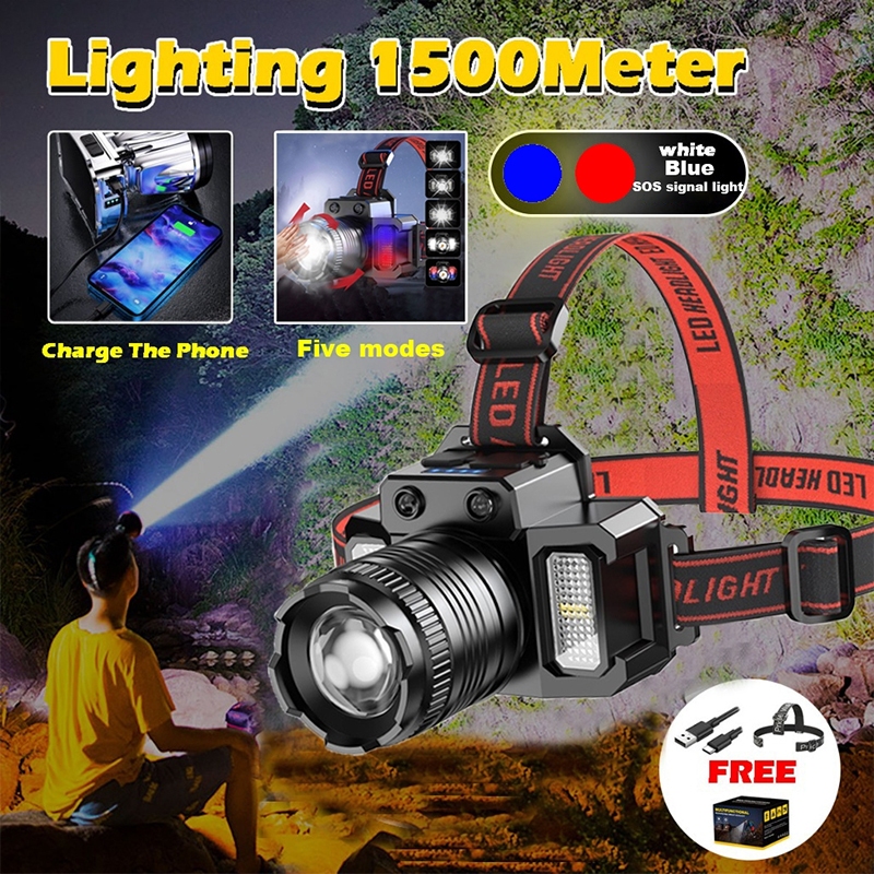 Jual Lampu Kepala LED Tahan Air/Headlamp F-T51 Induksi Sensor Gerak Zoom Rotating/Super Terang ...