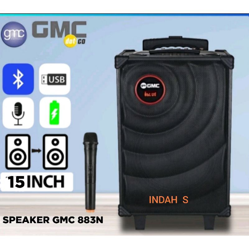 Jual Speaker Portabel GMC 883N 15 inci Bluetooth + Mic Wireless ...
