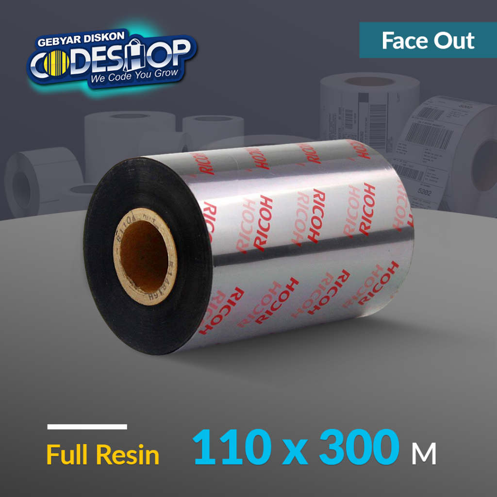 Jual RICOH B110CR Ribbon Full Resin 110x300 Meter Hitam Tinta Printer ...