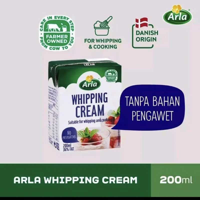 Jual ARLA WHIPPING CREAM SUITABLE FOR WIHIPPING AND COOKING 200ML ...