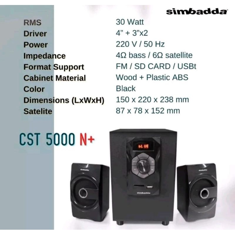 Jual speaker aktif simbadda CST-5000N + CST-5000-N PLUS fitur Bluetooth ...