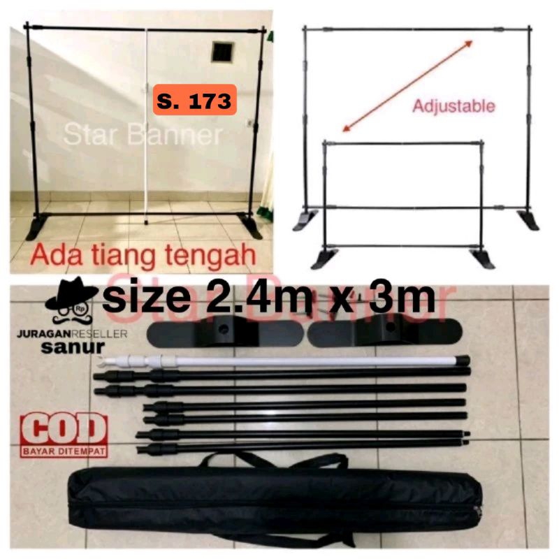 Jual Backwall Jumbo Banner Stand Uk 2.4m x 3m Backdrop Tripod banner ...