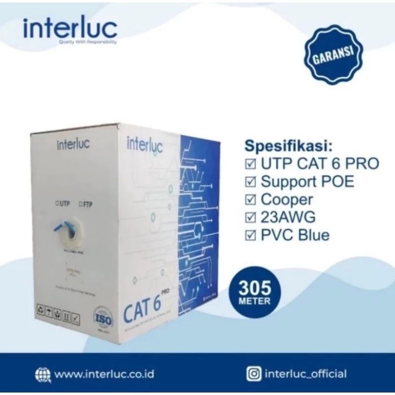 Jual Kabel LAN Interluc Edge Kabel UTP Cat6 Pro Full Copper 305 Meter | Shopee Indonesia