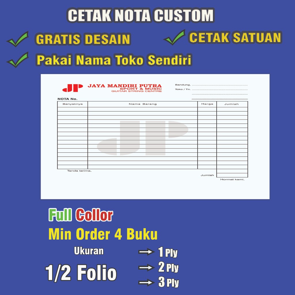 Jual nota custom 1/2 ply free desain - nota laundry - nota electronik ...