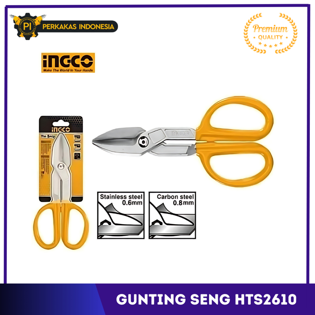Jual Gunting Seng Plat Baja Ringan Galvalum INGCO HTS2610 10" Tin Snip ...