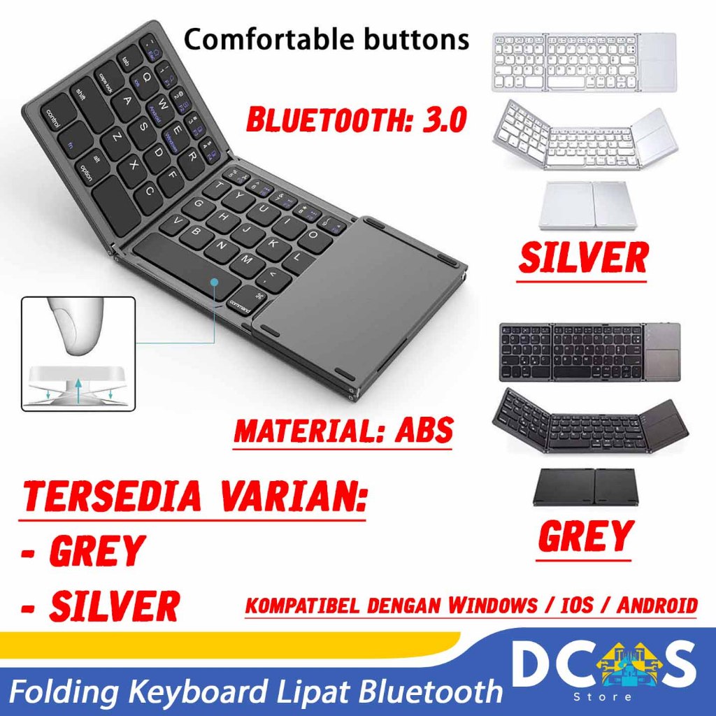 Jual Folding Keyboard Lipat Bluetooth Wireless dengan Touchpad Ipad ...