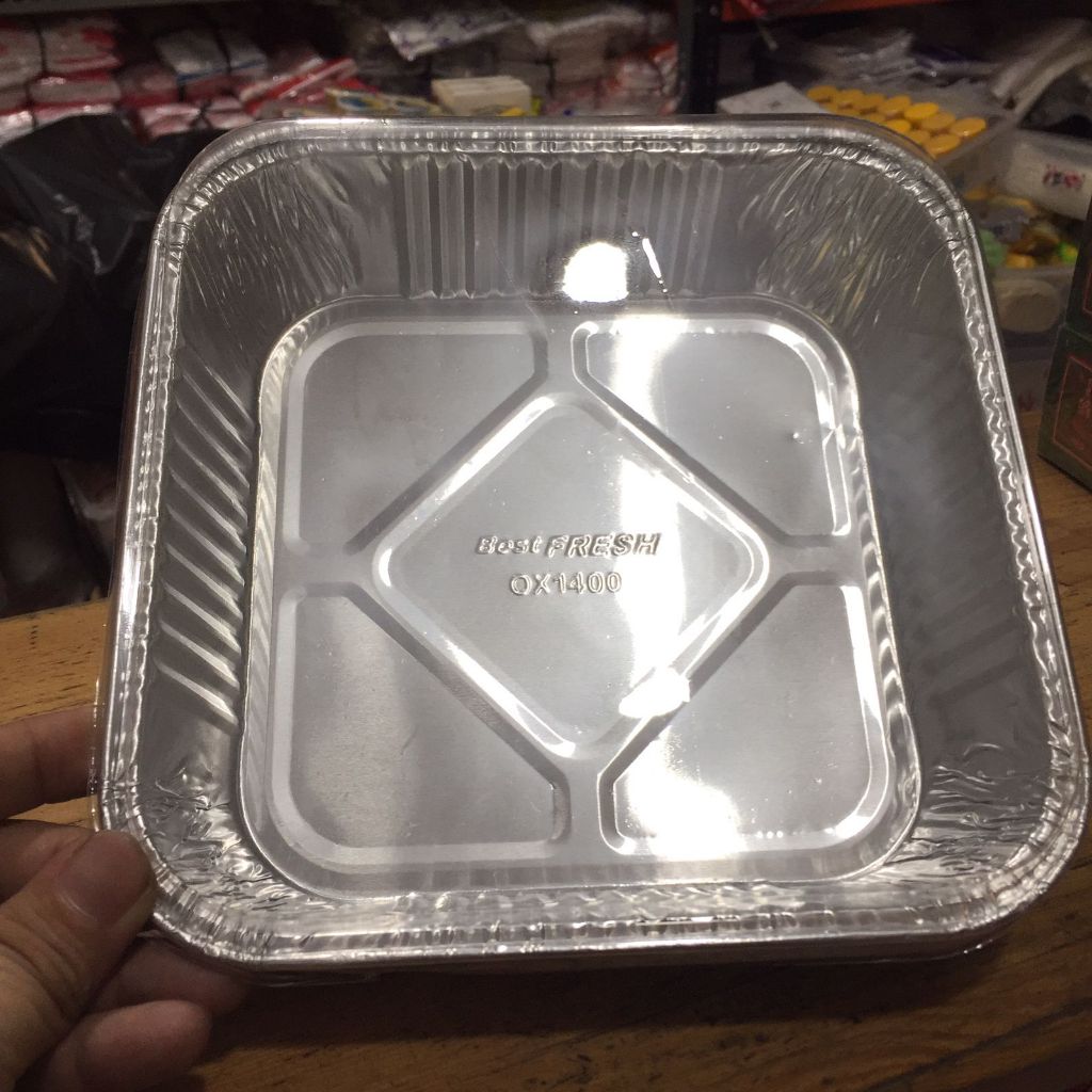 Jual Alumunium Foil Tray Cup OX 1400 + Tutup Lasagna Macaroni Schotel Dimsum Mentai Klapertart ...
