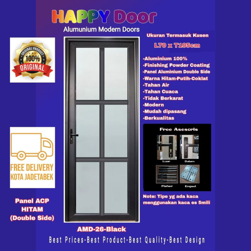 Jual Pintu Aluminium Happy Door Amd26 Hitam | Shopee Indonesia