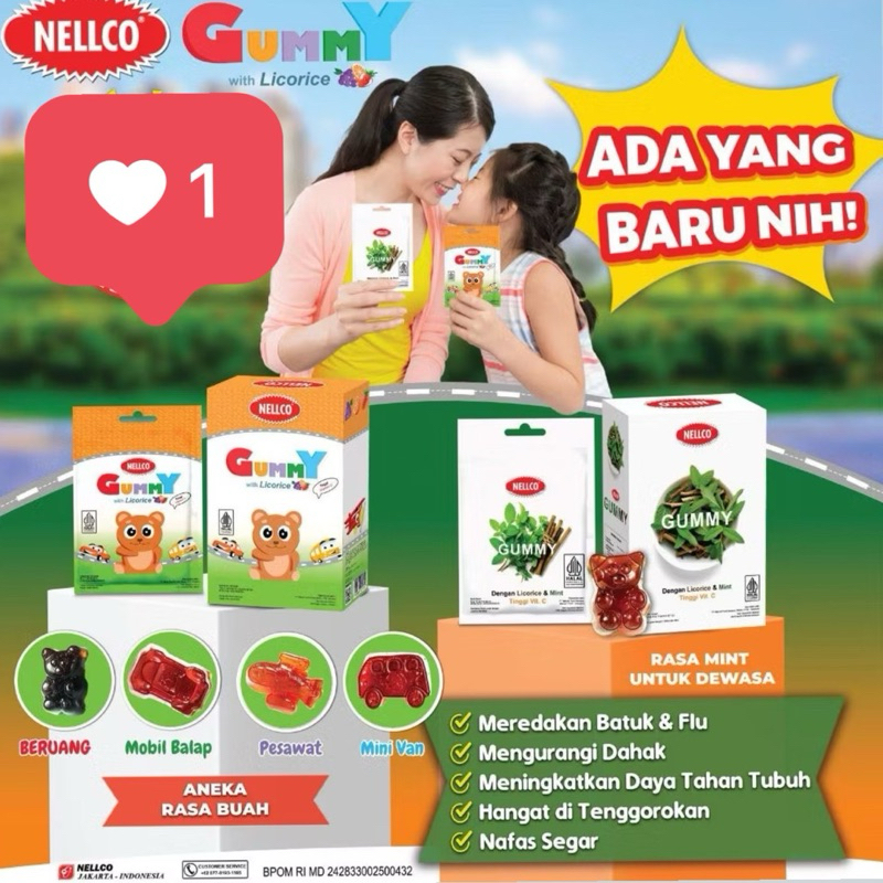 Jual Nellco Gummy Meredakan Flu Batuk Pilek Dahak Anak Dewasa Cegah ...