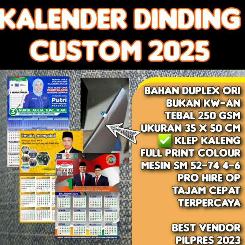 Jual 5000 PCS CETAK KALENDER DINDING CUSTOM PARTAI/ PT /PRIBADI 2026 ...