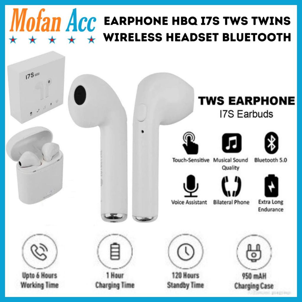 Jual [MA] Earphone HBQ i7S TWS Twins Wireless Headset Bluetooth Mini V4 ...