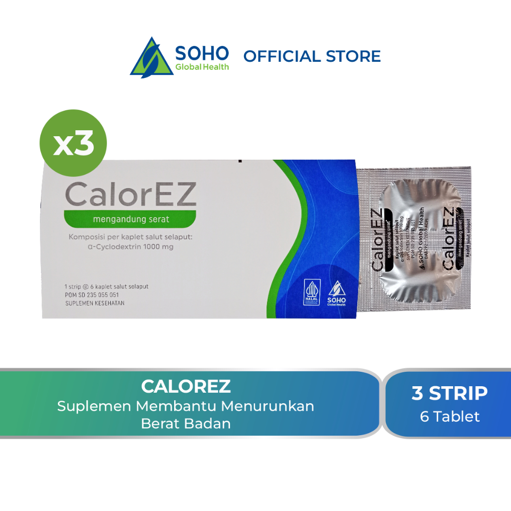 Jual Calorez Suplemen Membantu Menurunkan Barat Badan 3 Strip @6 Tab ...