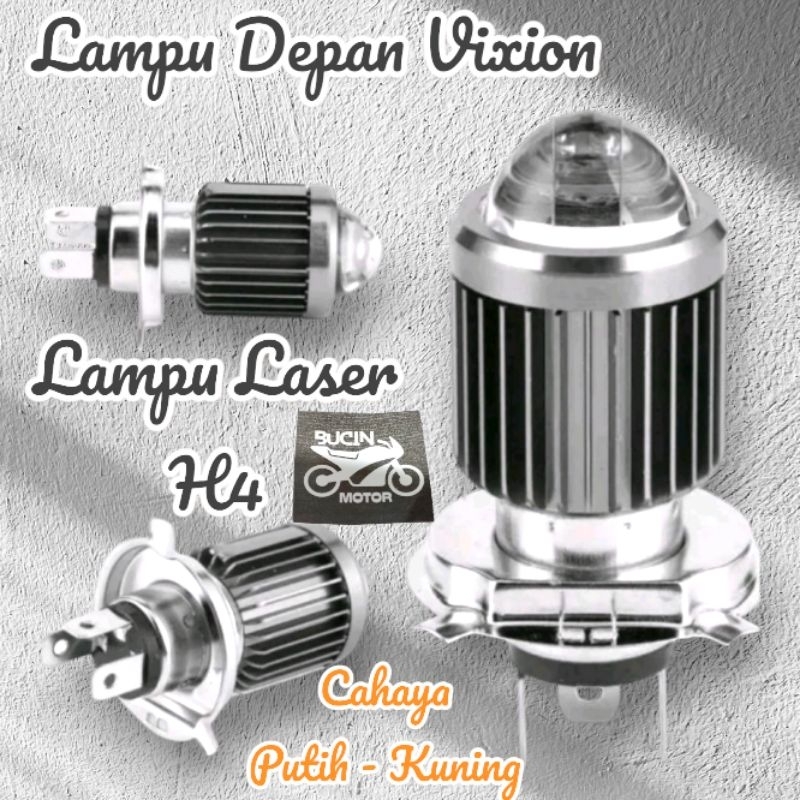 Jual LAMPU DEPAN H4 KAKI 3 VIXION LAMPU LED UTAMA MOTOR MOBIL H4 LASER D22 2 WARNA PUTIH KUNING ...