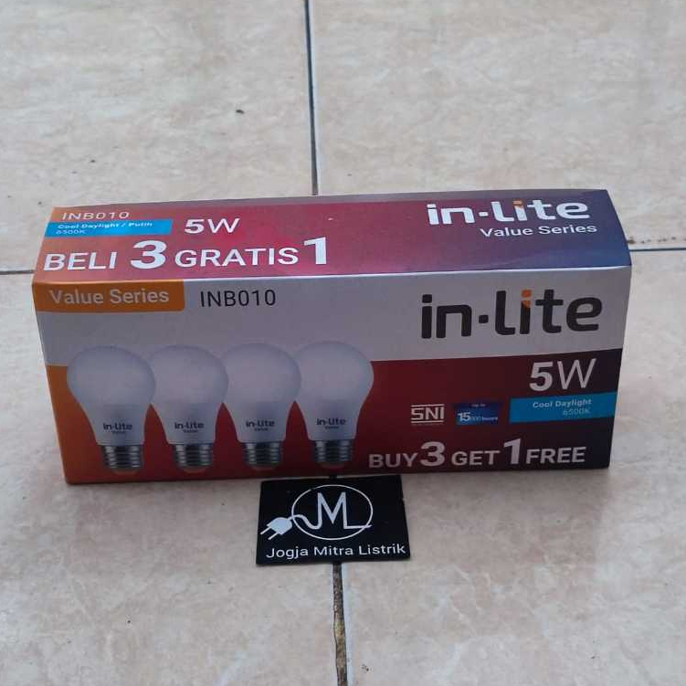 Jual INB010 LAMPU LED BULB PAKET 5W VALUE INLITE - PUTIH | Shopee Indonesia