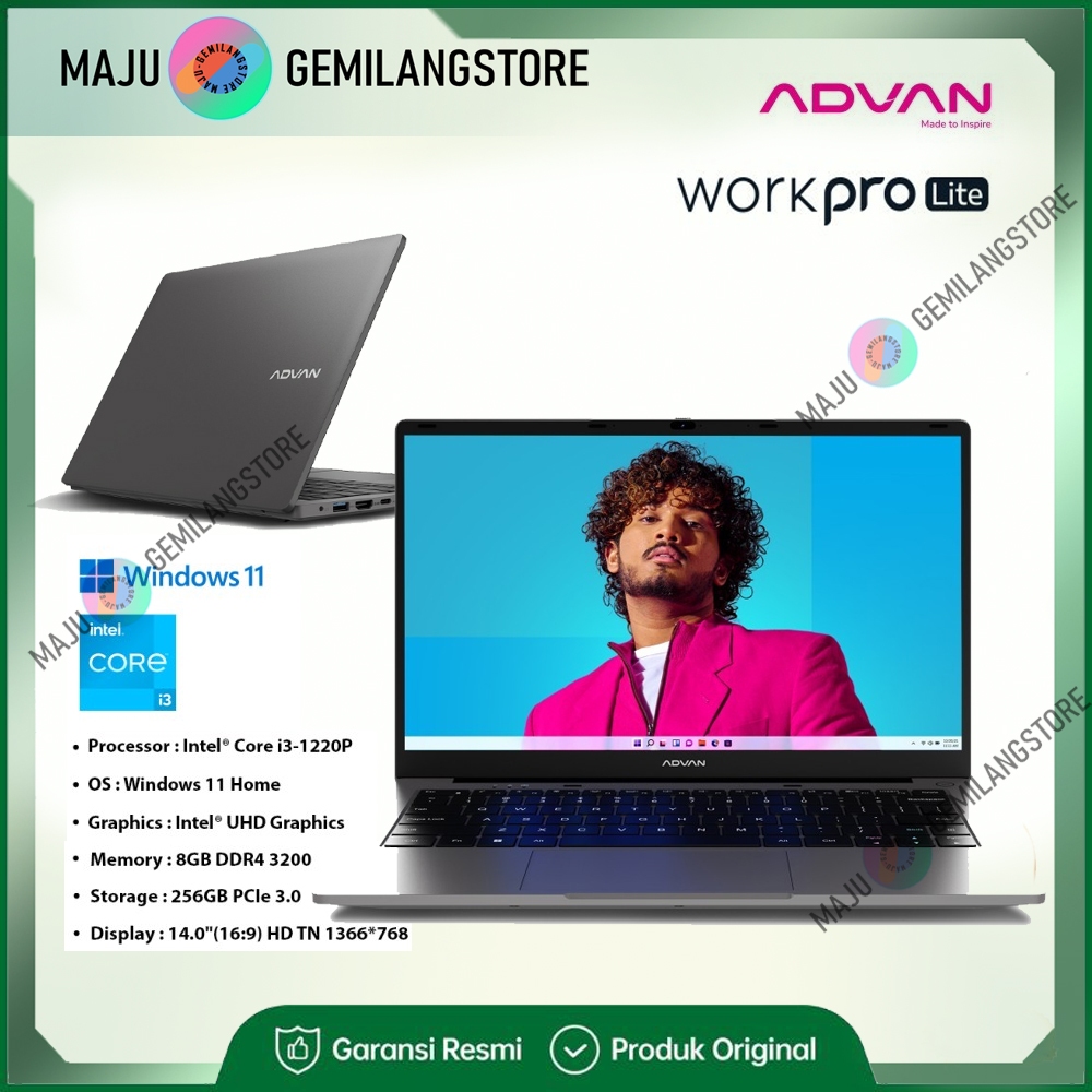Jual Advan Notebook Work Pro Lite Intel Core i3 1220P 8GB 256GB Laptop ...
