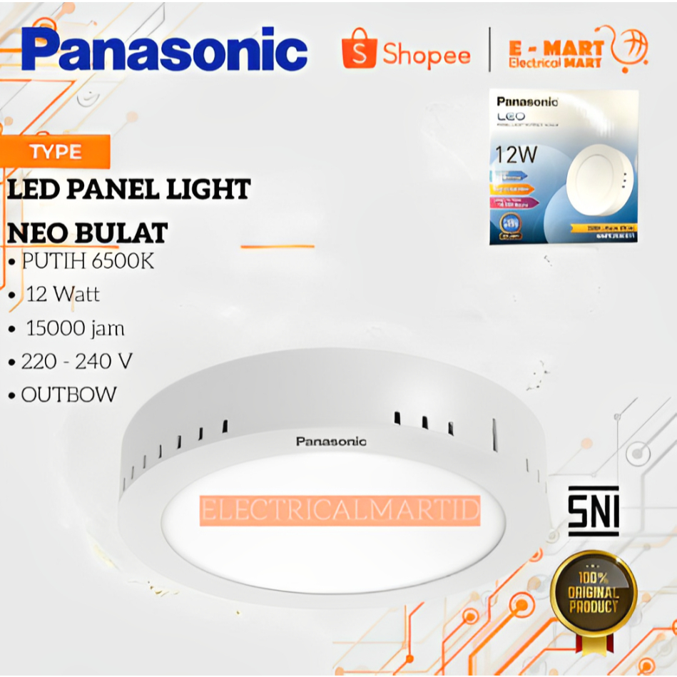 Jual PANASONIC Downlight LED OB 12W Panel Outbow 12Watt Bulat TEMPEL | Shopee Indonesia