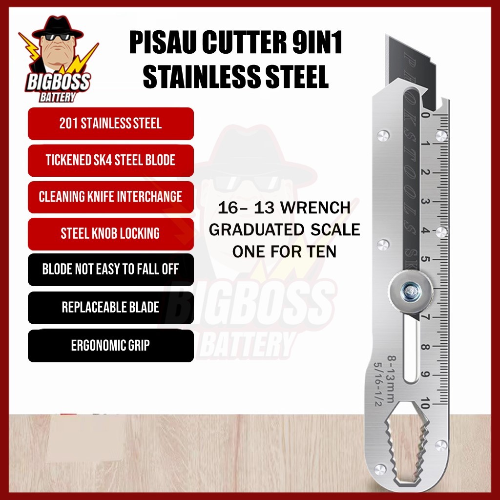 Jual Pisau Cutter Stainless Besar Baja Tajam Pemotong Multifungsi Anti ...