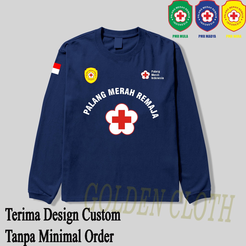 Jual Kaos PMR Palang merah remaja Logo PMI Custom Logo Baju PMR Lengan ...