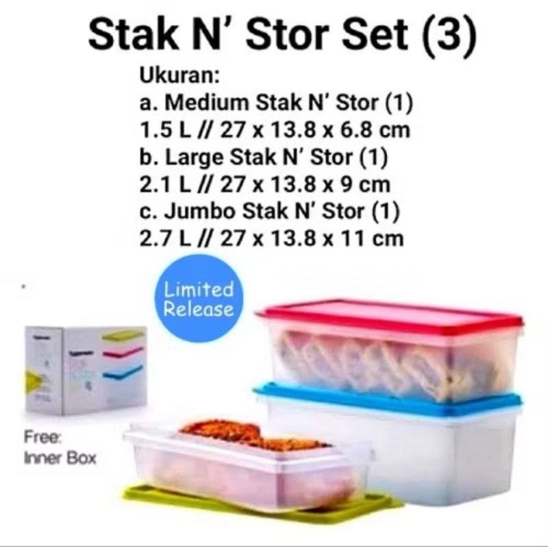 Jual NEW!! STAK N STOR Set by Tupperware / Kontainer kulkas set warna ...
