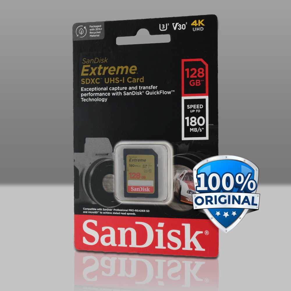 Jual SanDisk Extreme SD Card 128GB Memori SDXC UHS-I 180 Mbps V30 U3 Class 128 GB 4K Adaptor ...