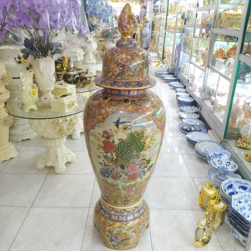 Jual guci tutup jumbo/pajangan guci sudut besar bahan keramik import ...