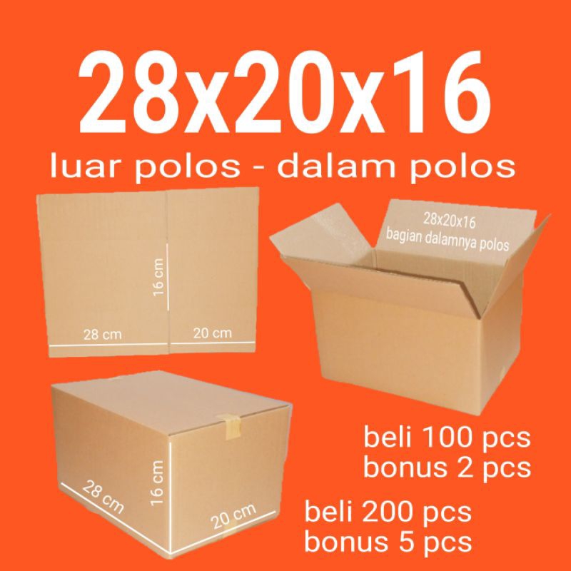Jual Kardus Packing Karton Box Polos Ukuran 28x20x16 | Shopee Indonesia
