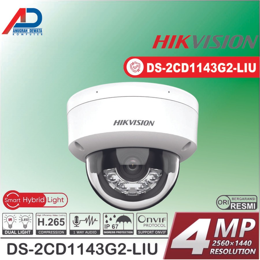 Jual IP CAMERA CCTV HIKVISION 4MP INDOOR DUAL LIGHT DS-2CD1143G2-LIU ...