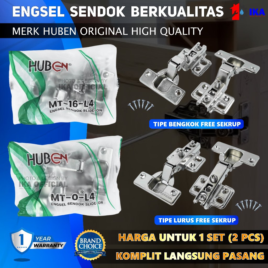 Jual HUBEN Engsel Sendok Lurus Tekuk 1 set bengkok rak etalase lemari ...
