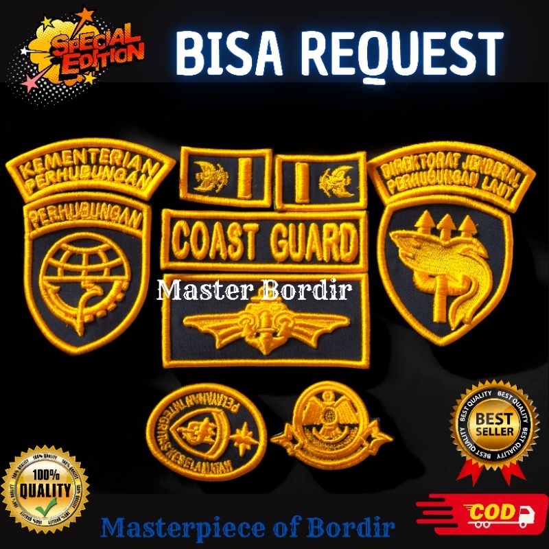 Jual TERBARUU!!! BORDIR TIMBUL COAST GUARD [HITAM KUNING] | Shopee ...