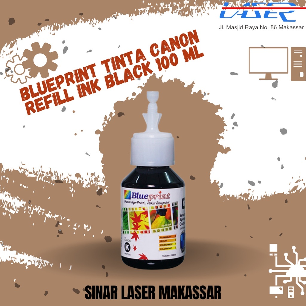 Jual TINTA BLUEPRINT CANON REFILL INK BLACK (100ml) / TINTA ISI ULANG ...