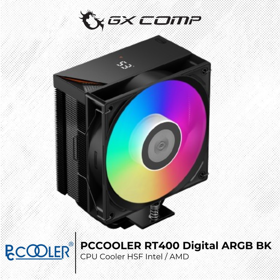Jual PCCOOLER RT400 Smart Digital Monitor ARGB Black - CPU Cooler HSF Intel / AMD | PC COOLER RT ...
