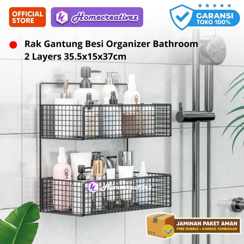 Jual Homecreativez - (GARANSI) Rak Gantung Besi Organizer Bathroom Rack ...