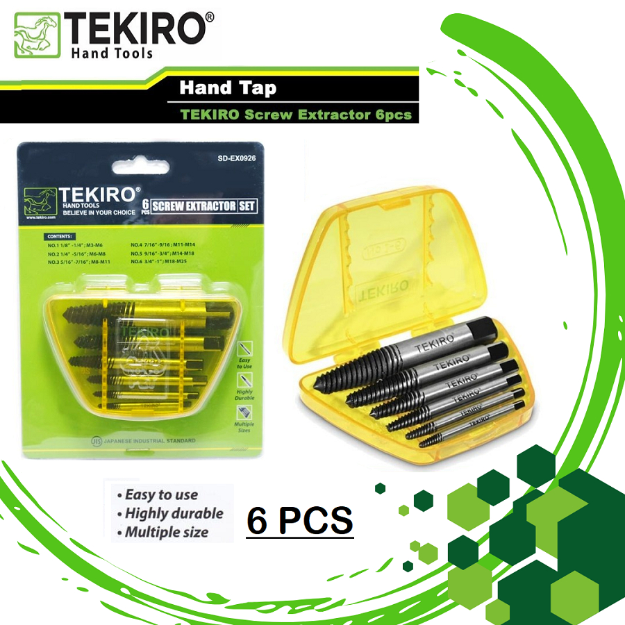 Jual TEKIRO TAP BALIK SET 6 PCS Screw Extractor 6 Pcs Pembuka Baut Set ...