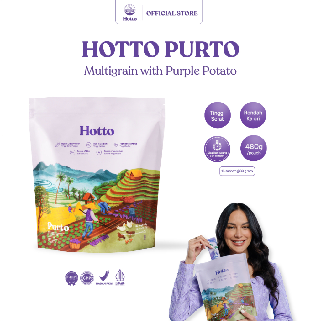 Jual Hotto Purto Multigrain Ubi Ungu 16 Sachet Sehat Alami | Shopee ...