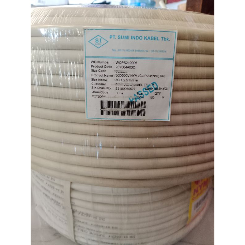 Jual NYM 3x2,5mm SUMI INDO KABEL TbK. 100m 1roll | Shopee Indonesia