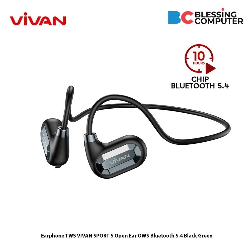 Jual Earphone TWS VIVAN SPORT S Open Ear OWS Bluetooth 5.4 Black Green ...